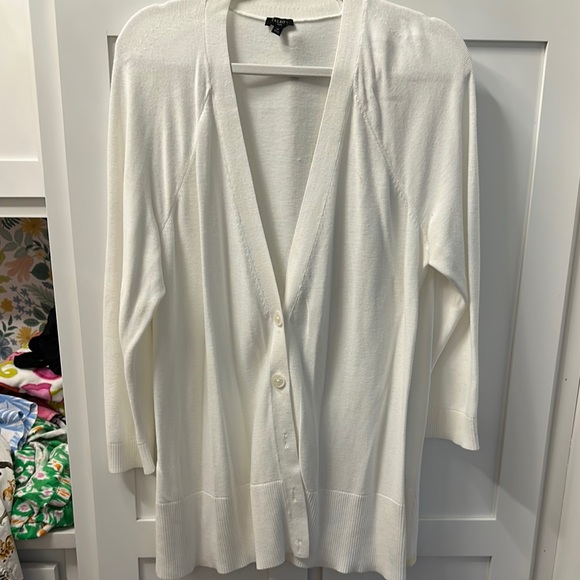 Talbots | Sweaters | Talbots White Buttonup Boyfriend Cardigan Sweater ...